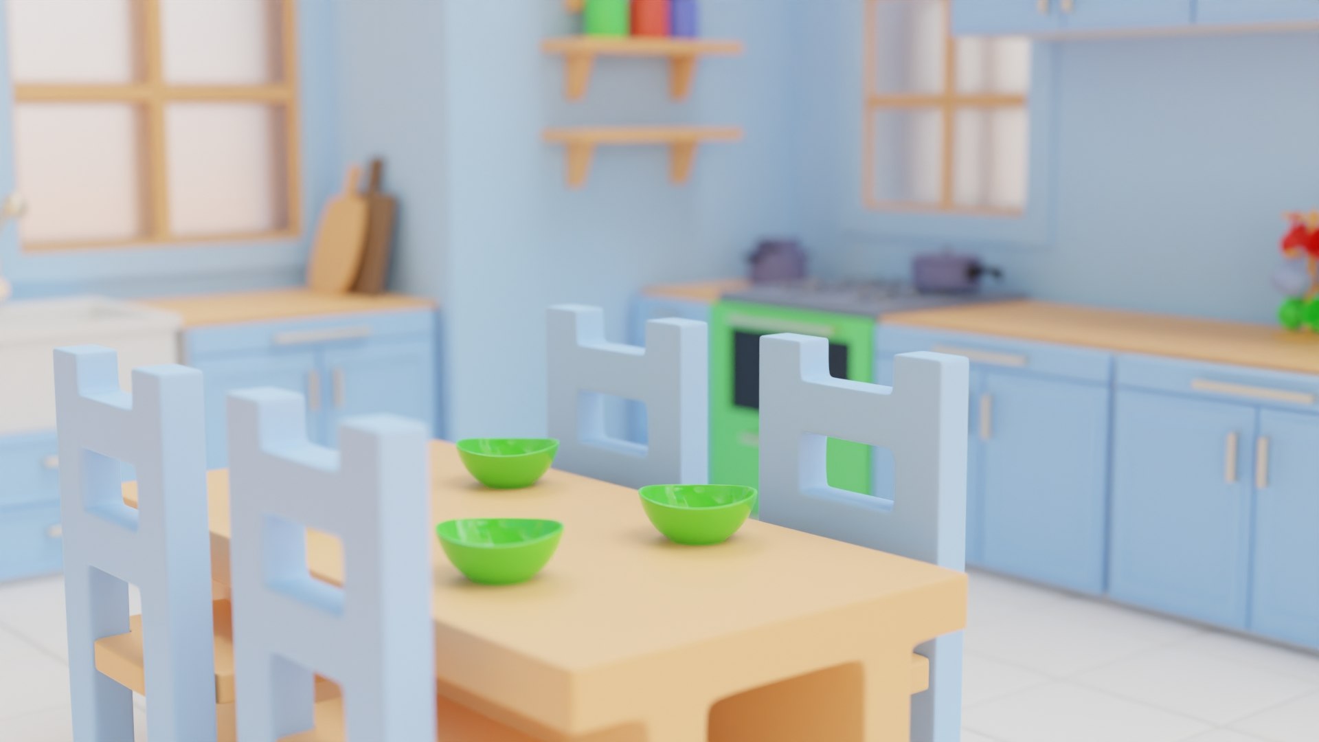 3D Toy Kitchen With Furniture Model - TurboSquid 1792542