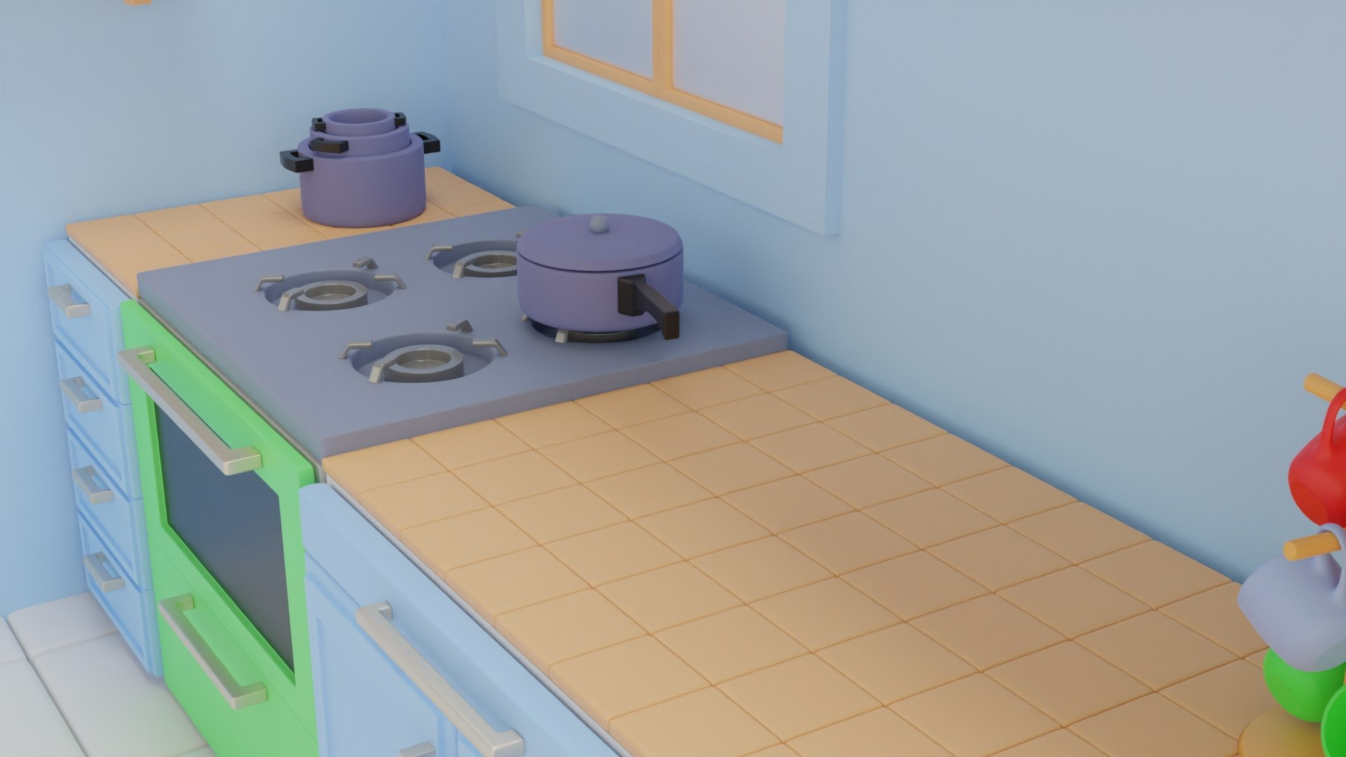 3D Toy Kitchen With Furniture Model - TurboSquid 1792542