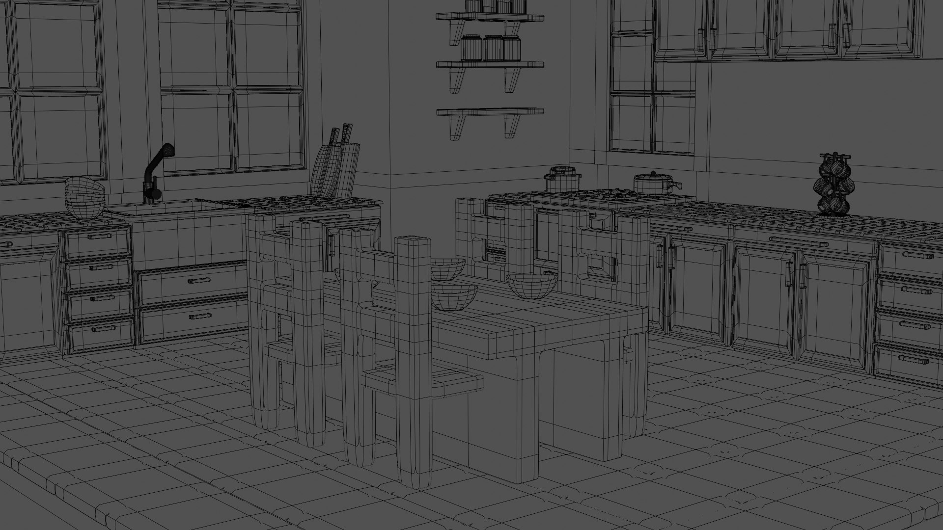3D Toy Kitchen With Furniture Model - TurboSquid 1792542