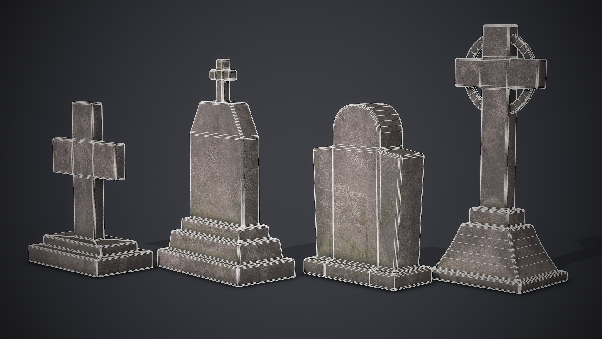 Gravestones Old Tombstones Model - TurboSquid 2121652