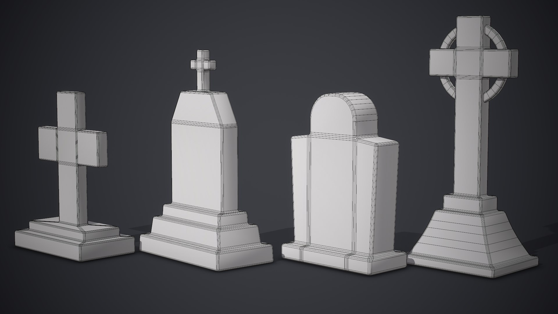 Gravestones Old Tombstones Model - TurboSquid 2121652