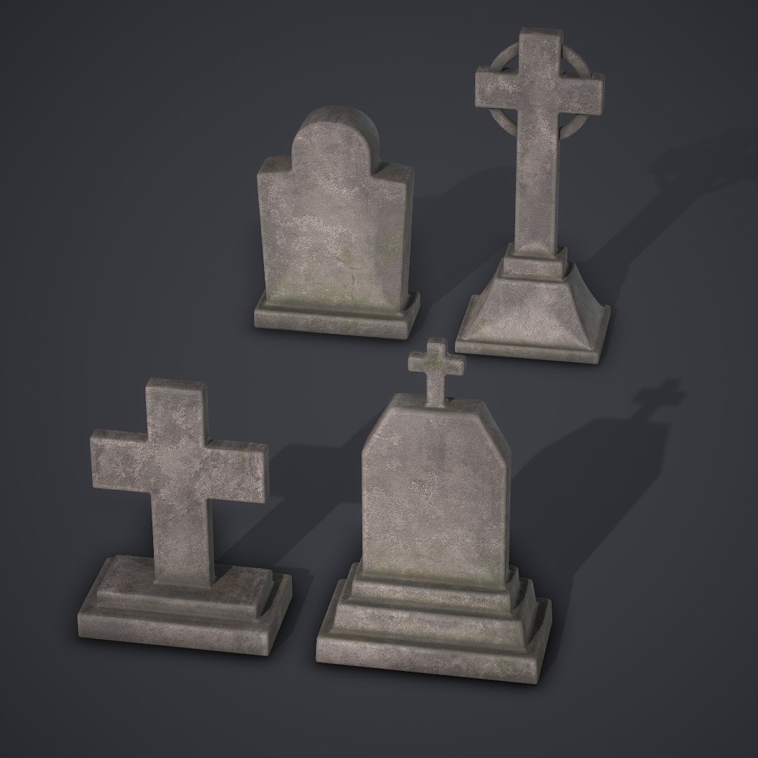 Gravestones Old Tombstones Model - TurboSquid 2121652