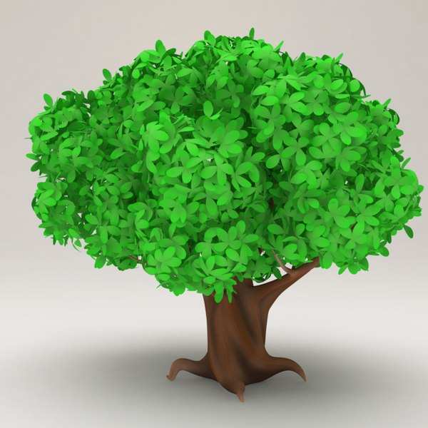 stylized tree cartoon obj