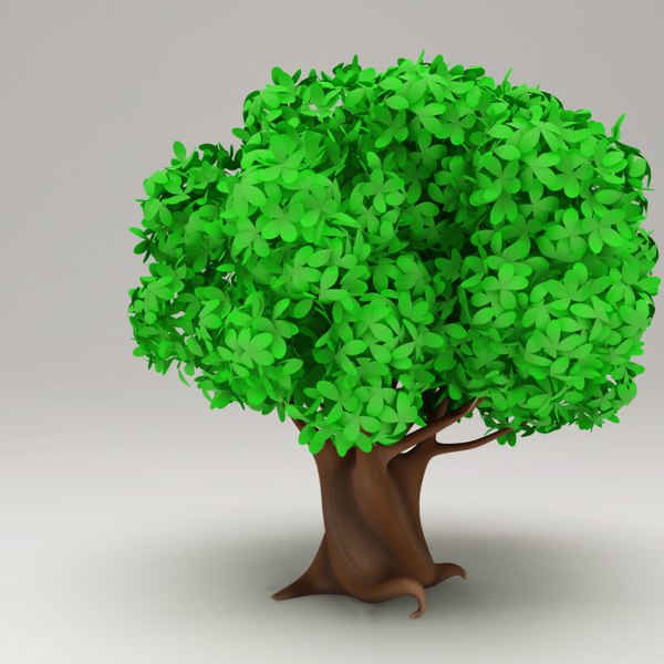 stylized tree cartoon obj