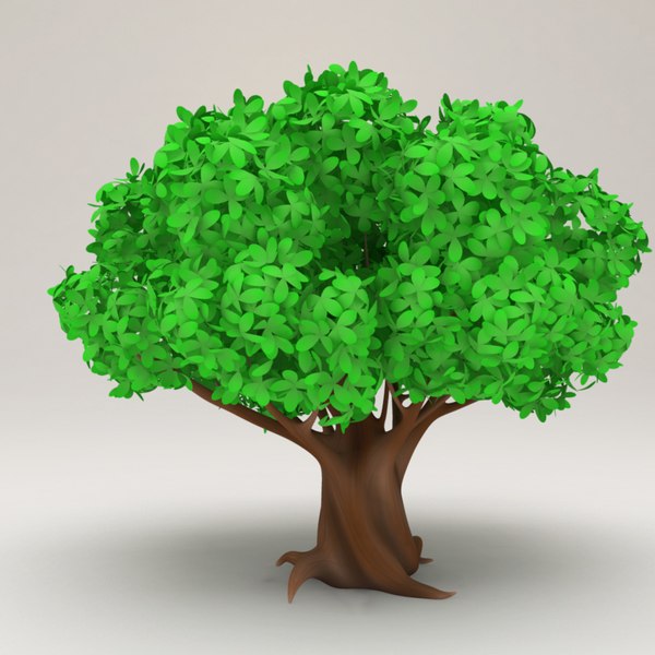 stylized tree cartoon obj