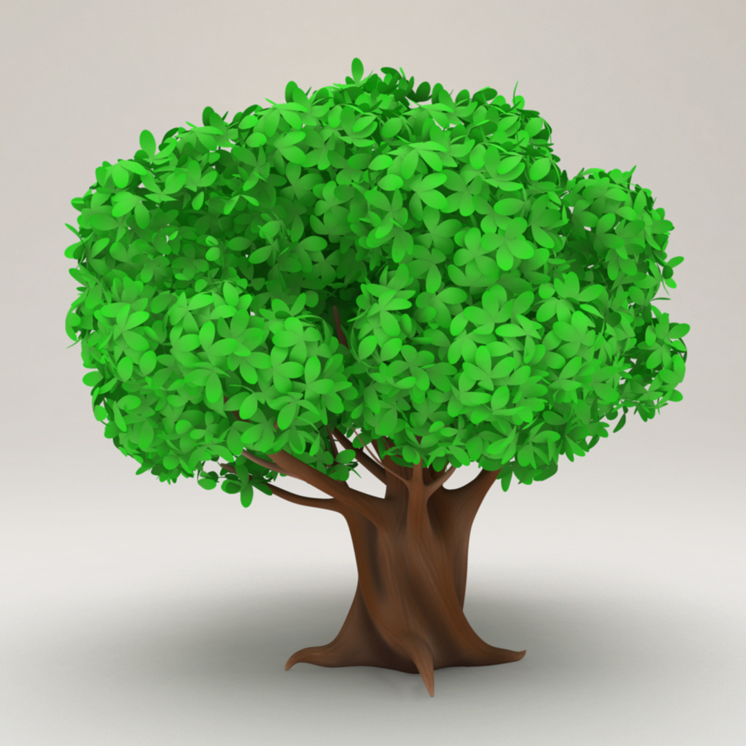 stylized tree cartoon obj