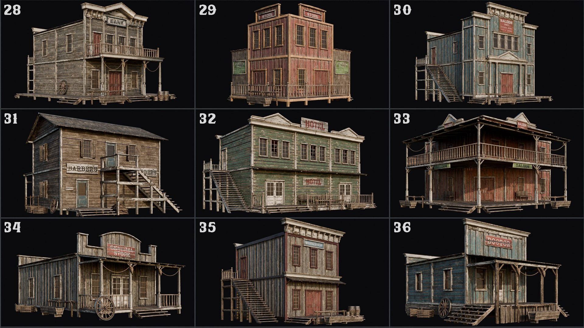 3D Model WILD WEST - 50 BUILDINGS 4K WESTERN PACK - TurboSquid 2259575
