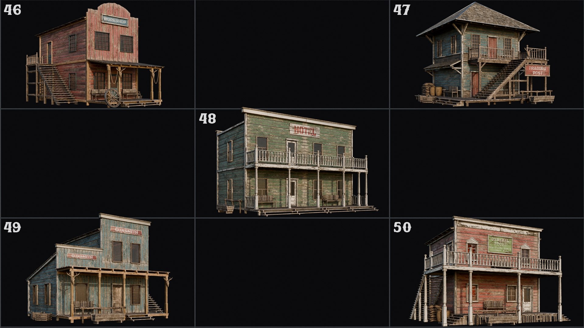 3D Model WILD WEST - 50 BUILDINGS 4K WESTERN PACK - TurboSquid 2259575