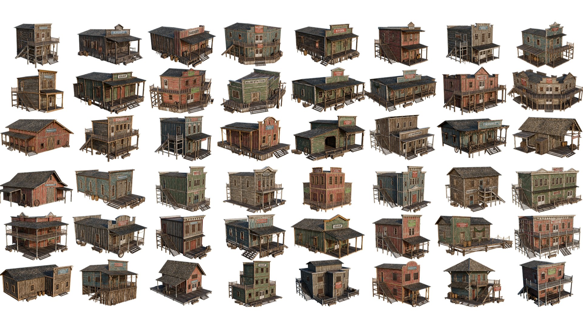 3D Model WILD WEST - 50 BUILDINGS 4K WESTERN PACK - TurboSquid 2259575