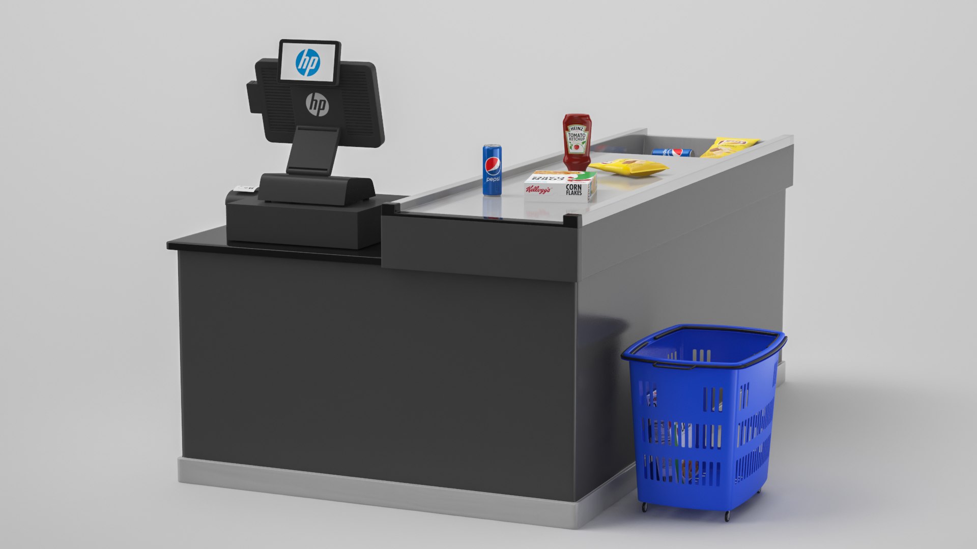 Cash Counter Set 3D Model - TurboSquid 1765731