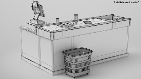 Cash Counter Set 3D model - TurboSquid 1765731