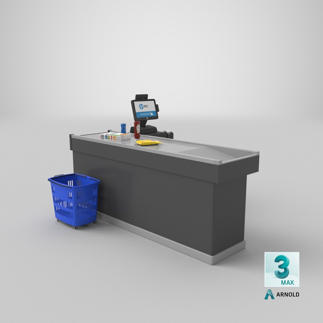 Cash Counter Set 3D model - TurboSquid 1765731