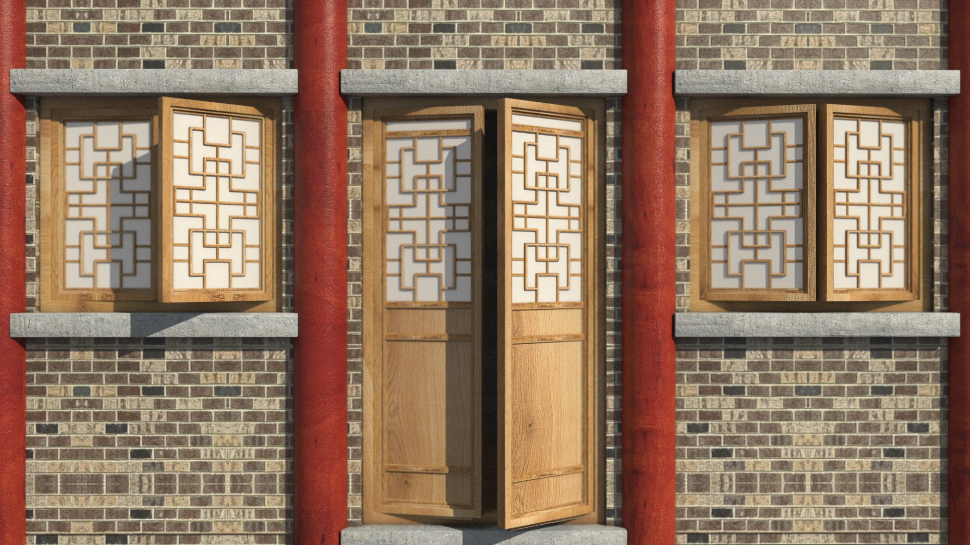 3D Chinese Style Windows Model - TurboSquid 1832888