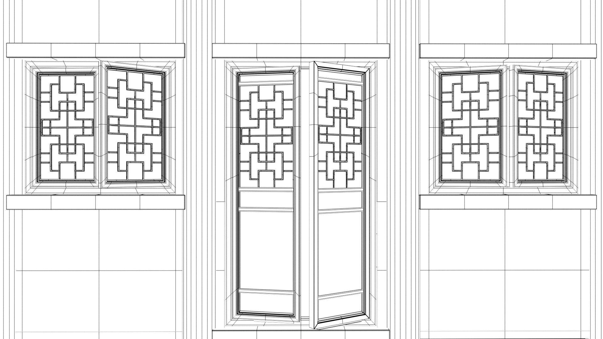 3D Chinese Style Windows Model - TurboSquid 1832888
