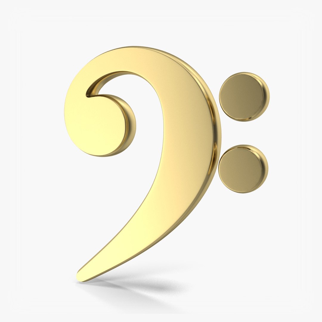 3D model Bass Clef Music Symbol Gold - TurboSquid 2054777