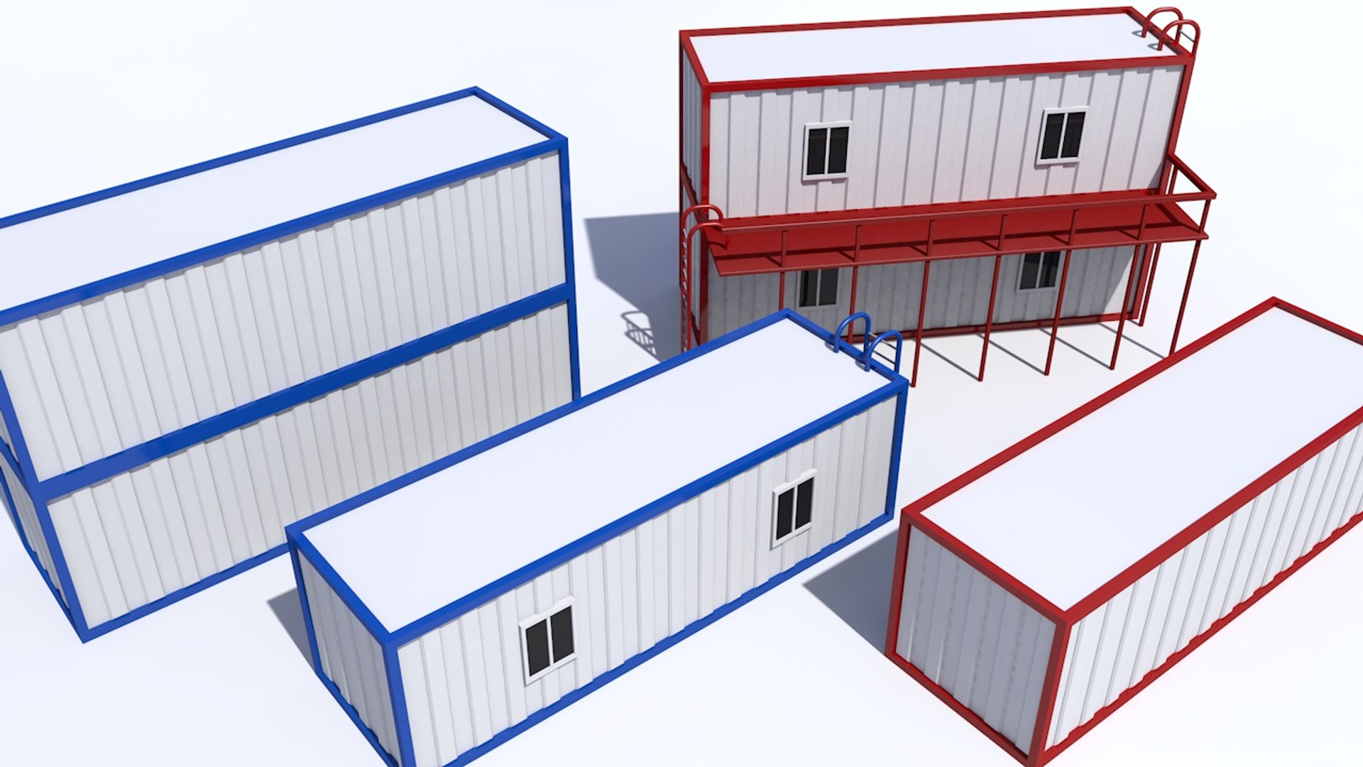 containers balcony ladders 3d 3ds