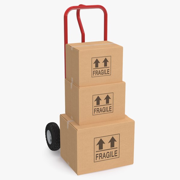 modelo 3d Handtruck with Boxes - TurboSquid 2095334