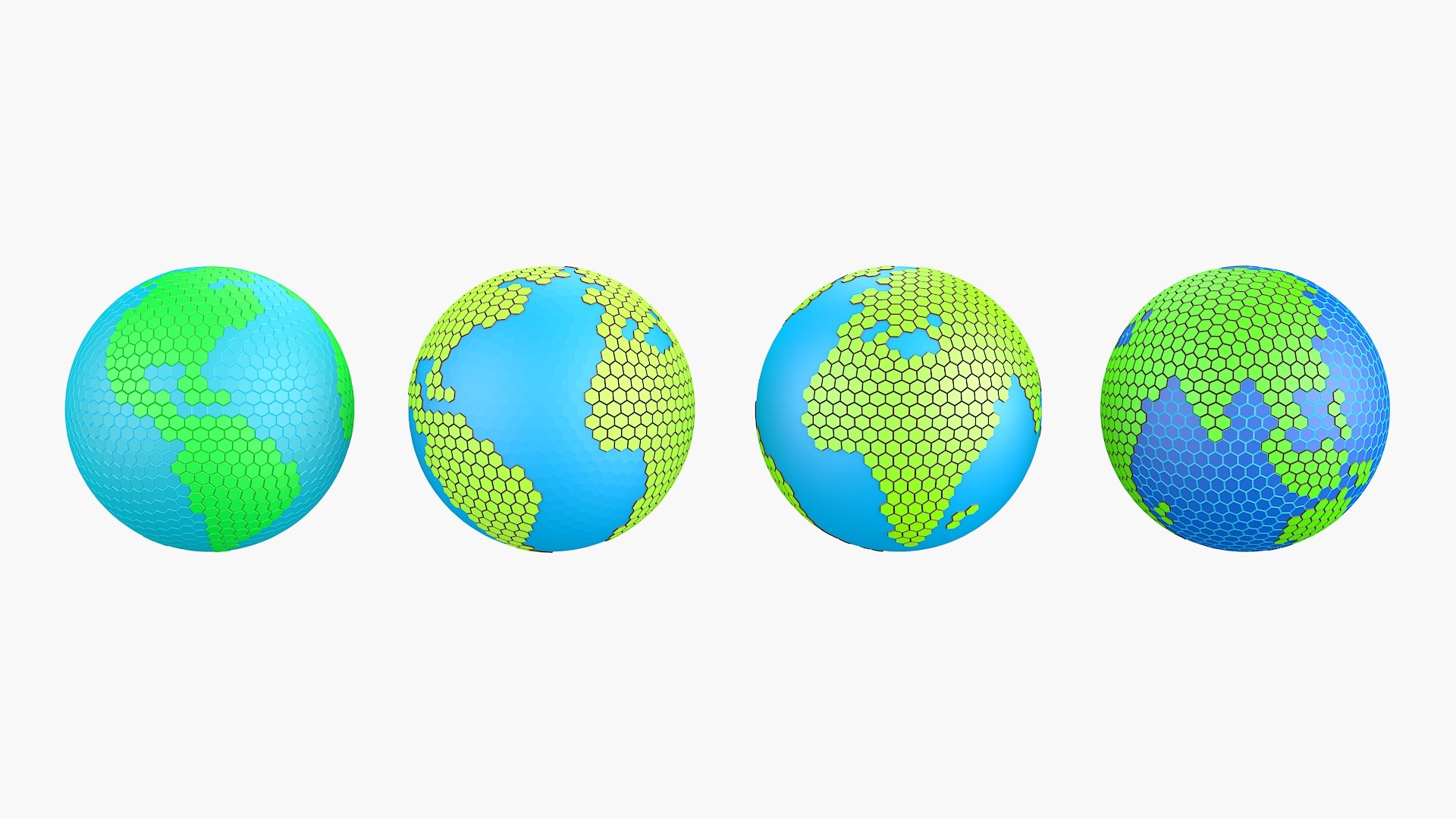 Earth hexagons pack 3D model - TurboSquid 1256807