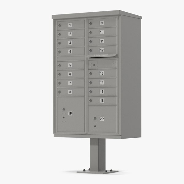 3D Grey Sixteen Door Parcel Cluster Mailbox model - TurboSquid 2022328