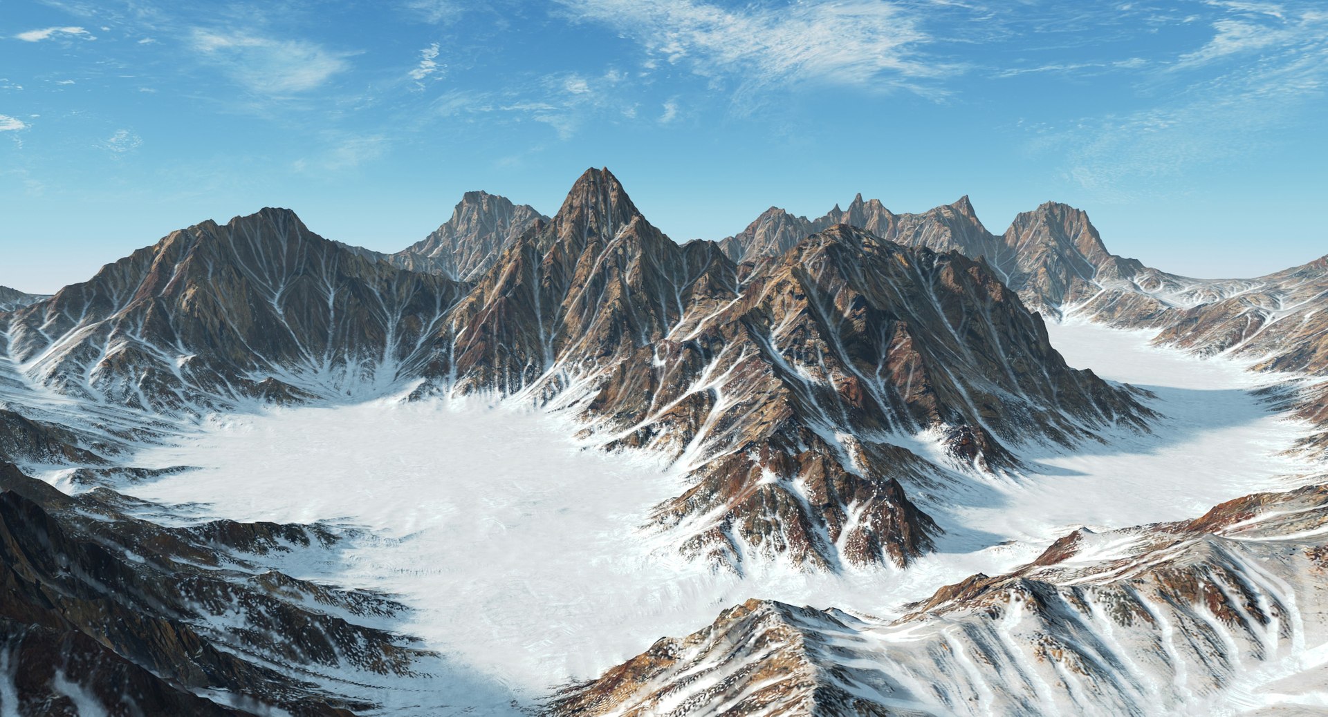 3D Snow Mountain Range Landscape - TurboSquid 1328914