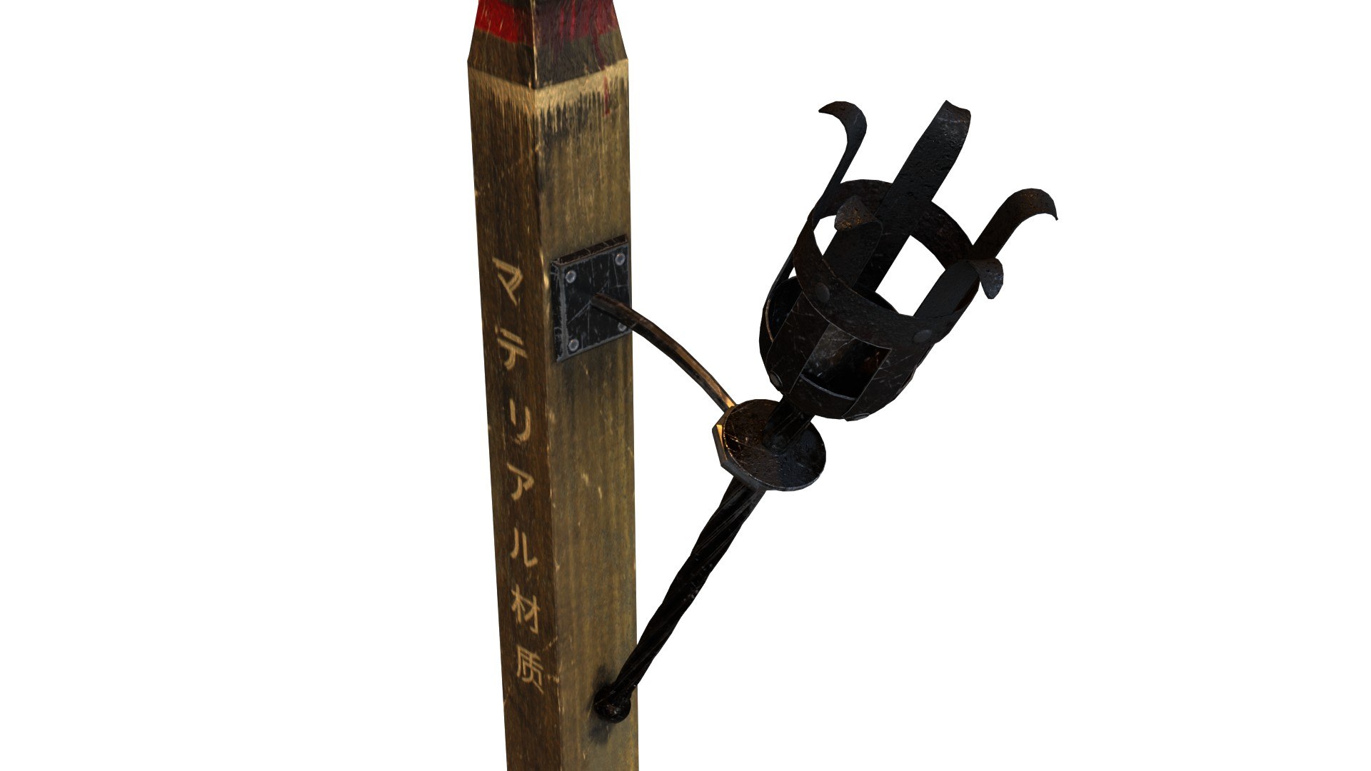 3D An old iron torch on a pole model - TurboSquid 1954015