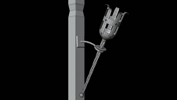 3D An old iron torch on a pole model - TurboSquid 1954015