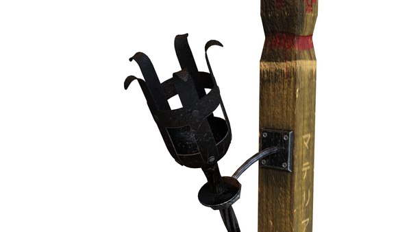 3D An old iron torch on a pole model - TurboSquid 1954015