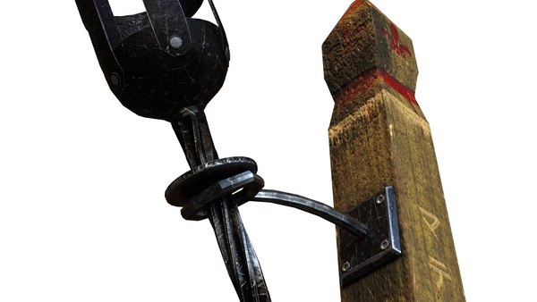 3D An old iron torch on a pole model - TurboSquid 1954015