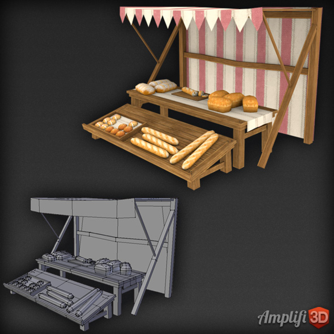 3d model of market stall bread