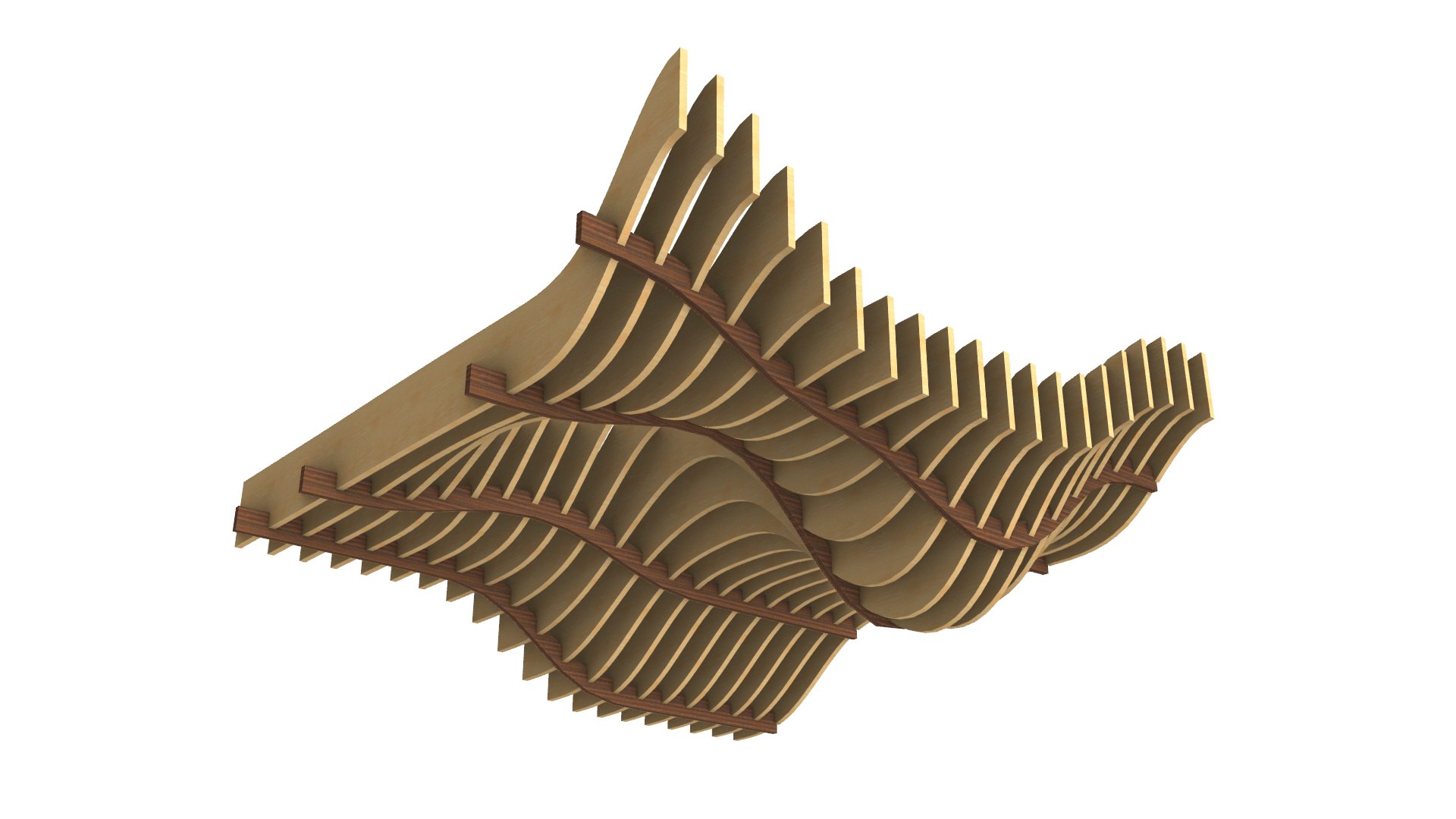 3D Wavy Wooden Structure model - TurboSquid 2164908