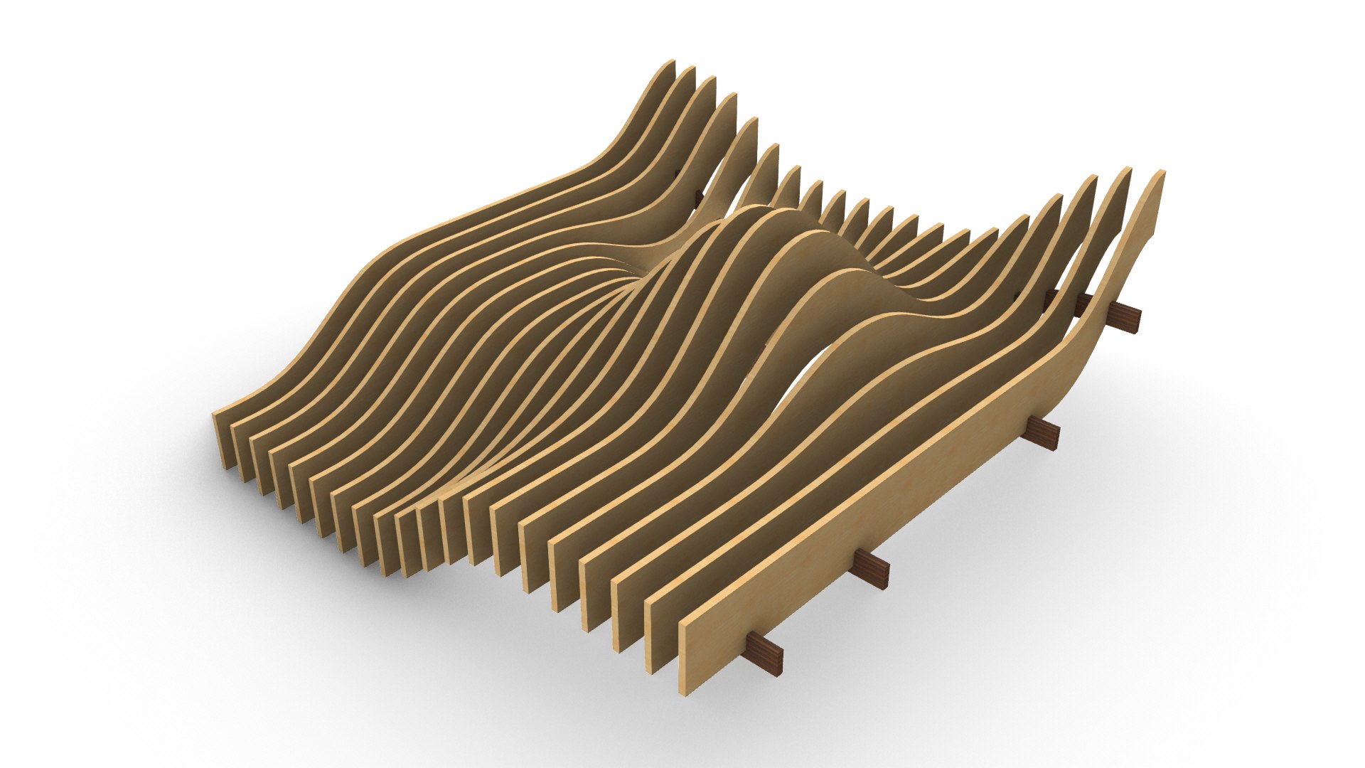 3D Wavy Wooden Structure model - TurboSquid 2164908