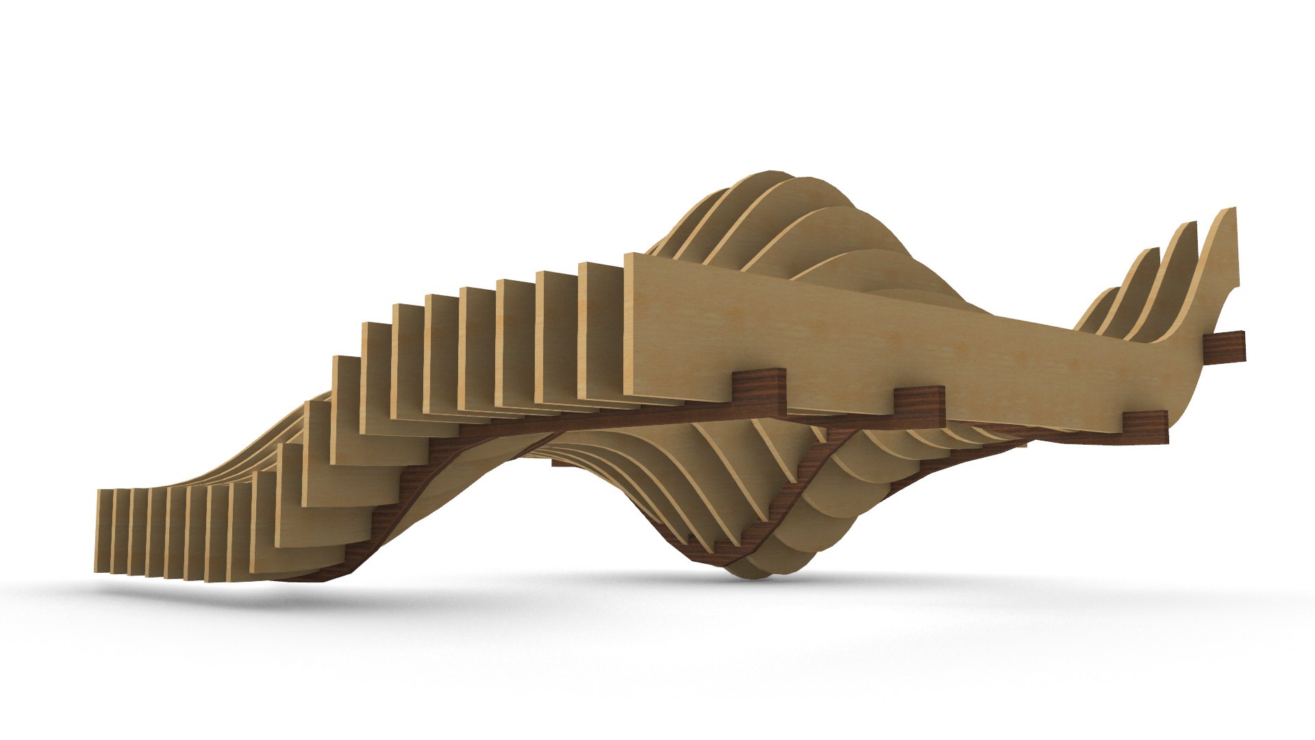 3D Wavy Wooden Structure model - TurboSquid 2164908