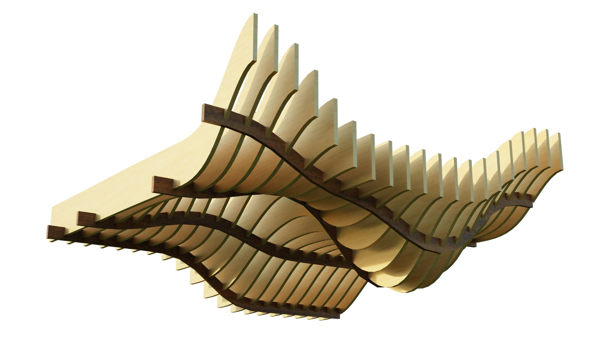 3D Wavy Wooden Structure model - TurboSquid 2164908