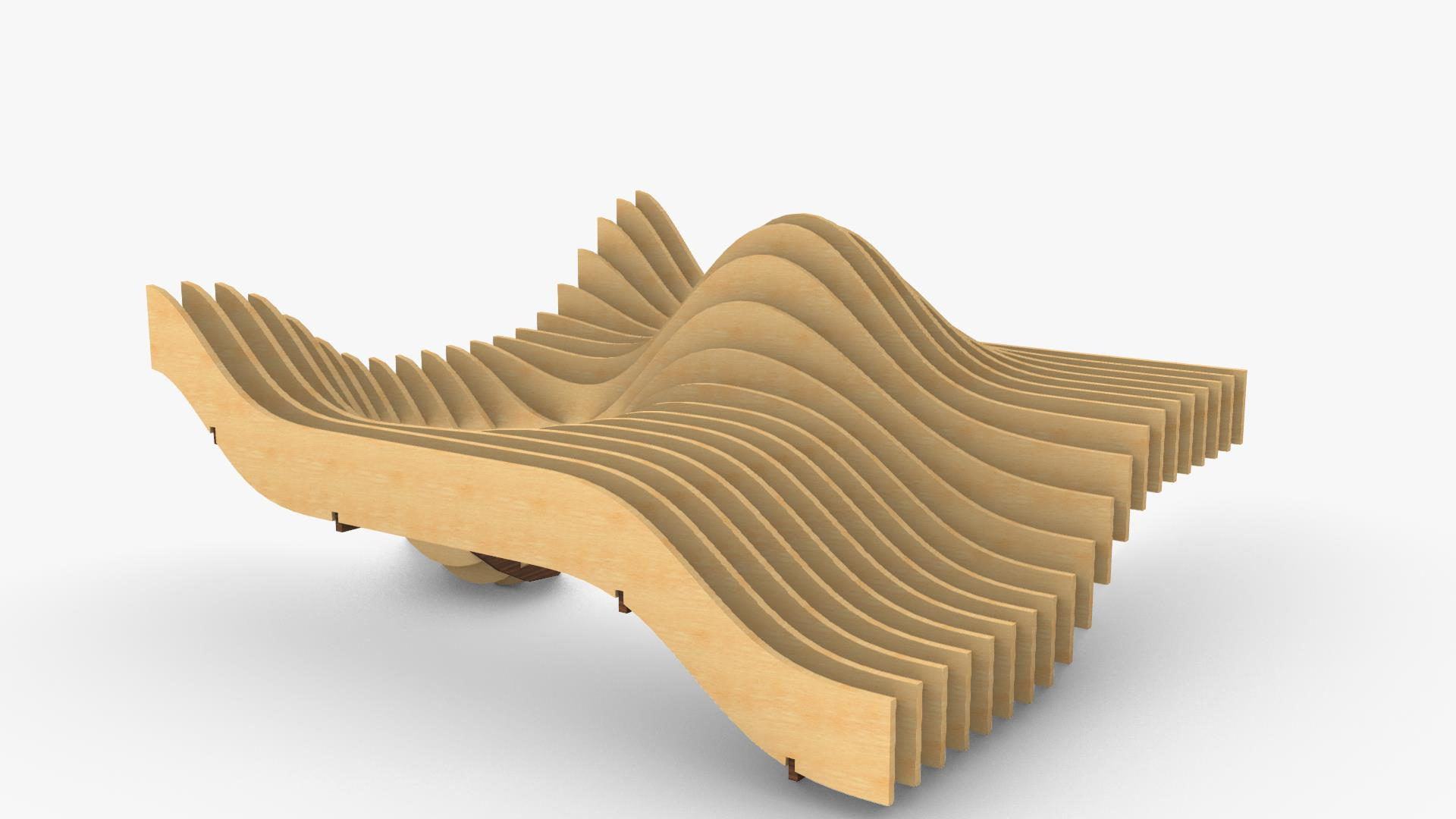 3D Wavy Wooden Structure model - TurboSquid 2164908