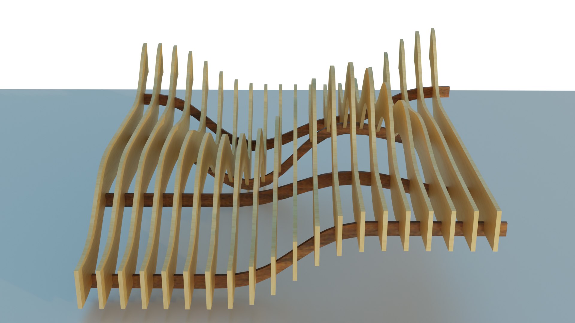 3D Wavy Wooden Structure model - TurboSquid 2164908
