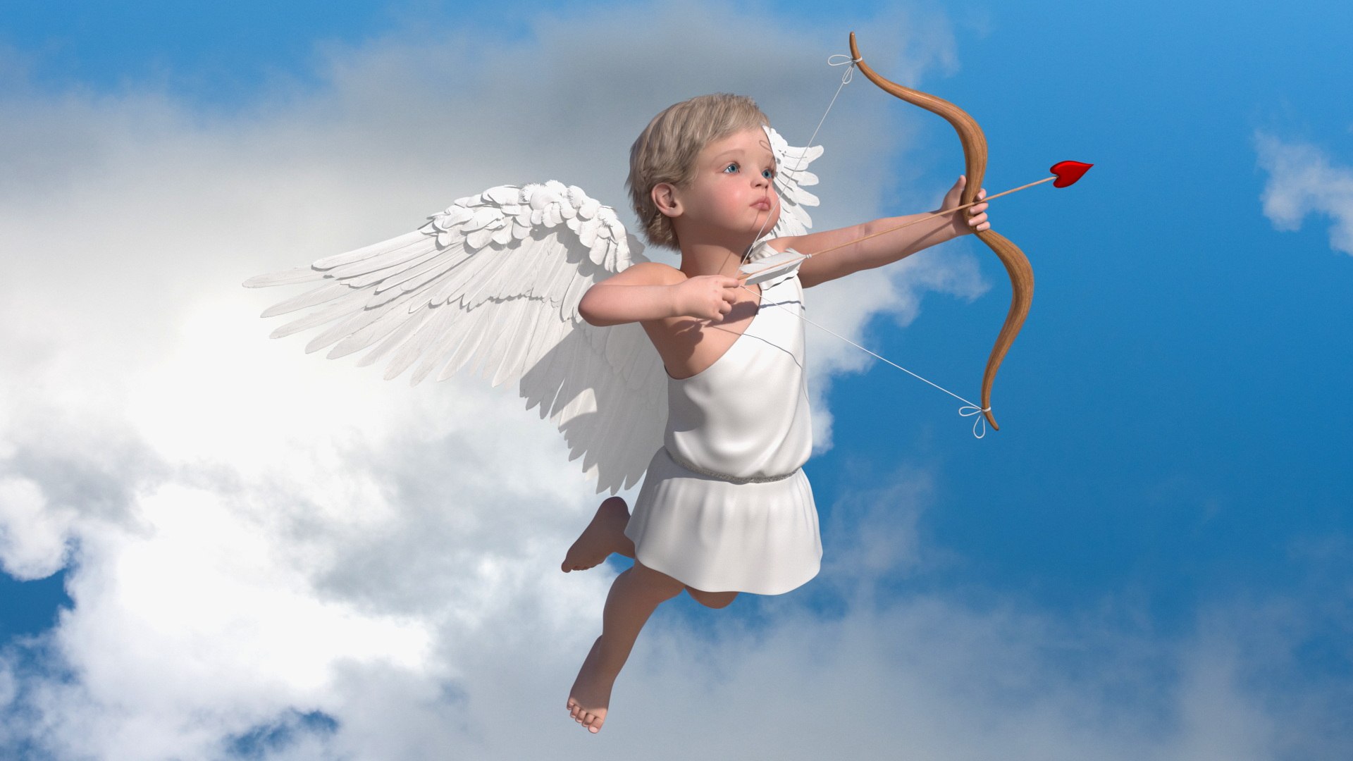 3D Model Cupid Angel With Bow And Arrow - TurboSquid 2307315