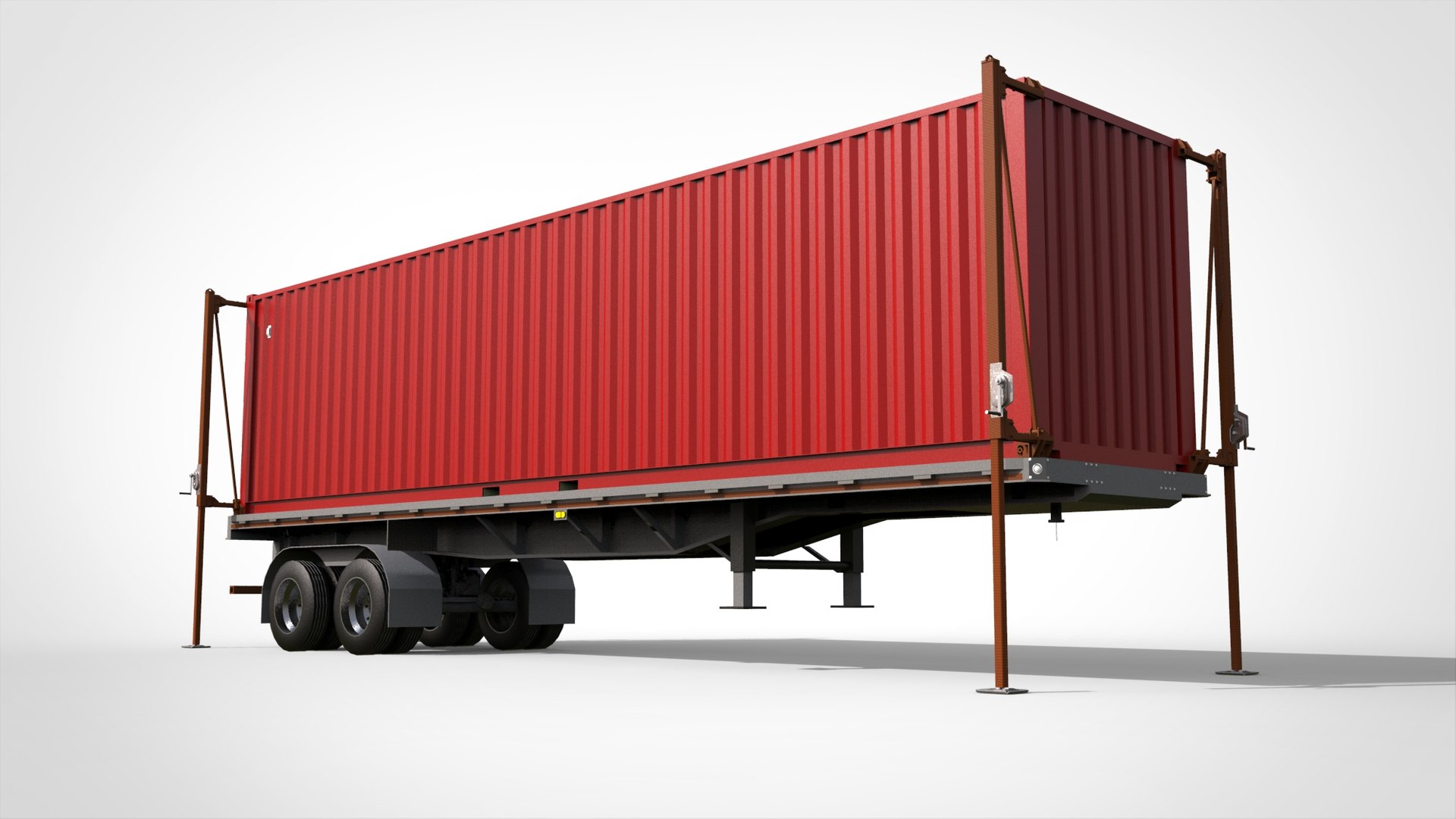 3D Container Trailer Model - TurboSquid 2021725