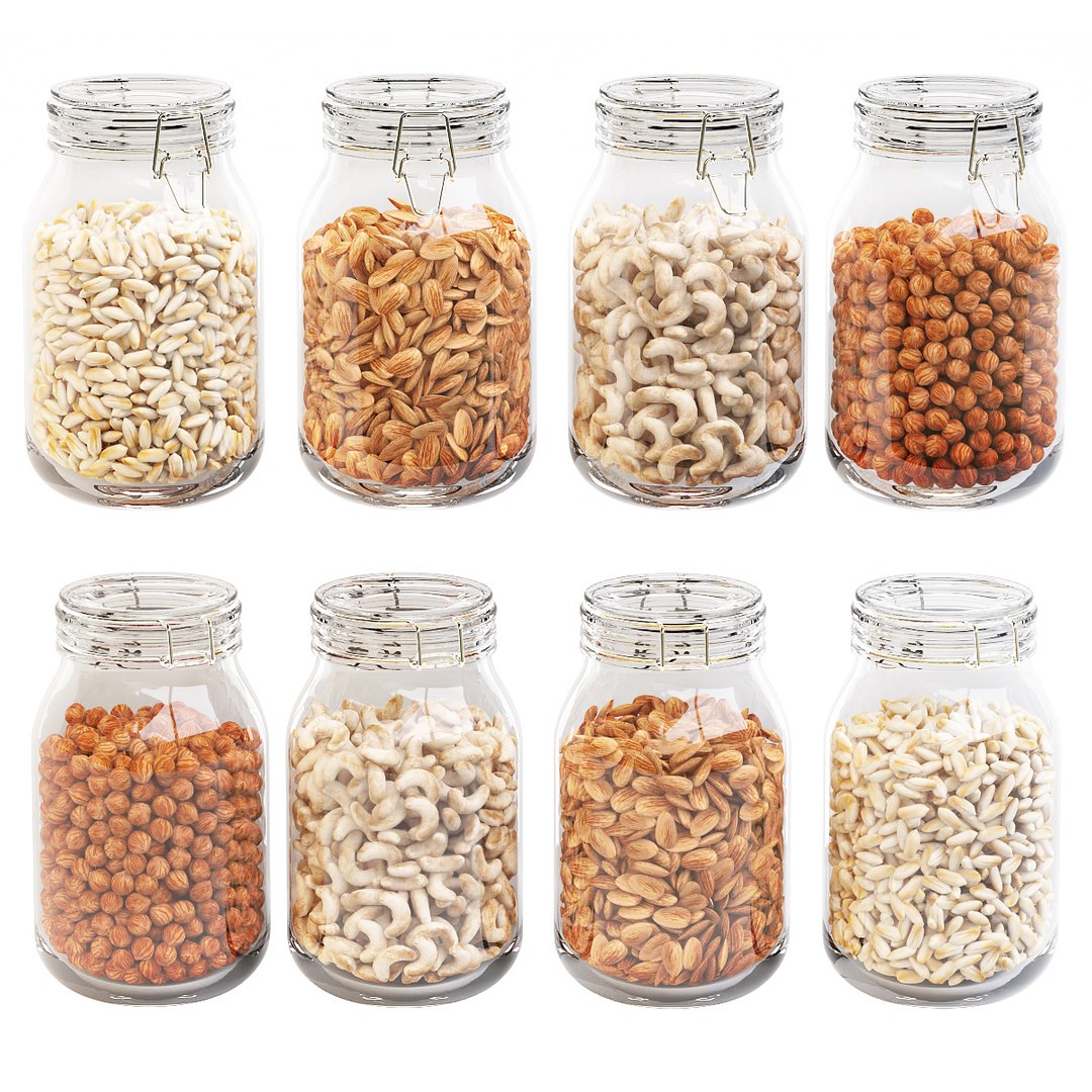 Kitchen Glass Jars Nuts 3D - TurboSquid 1496908
