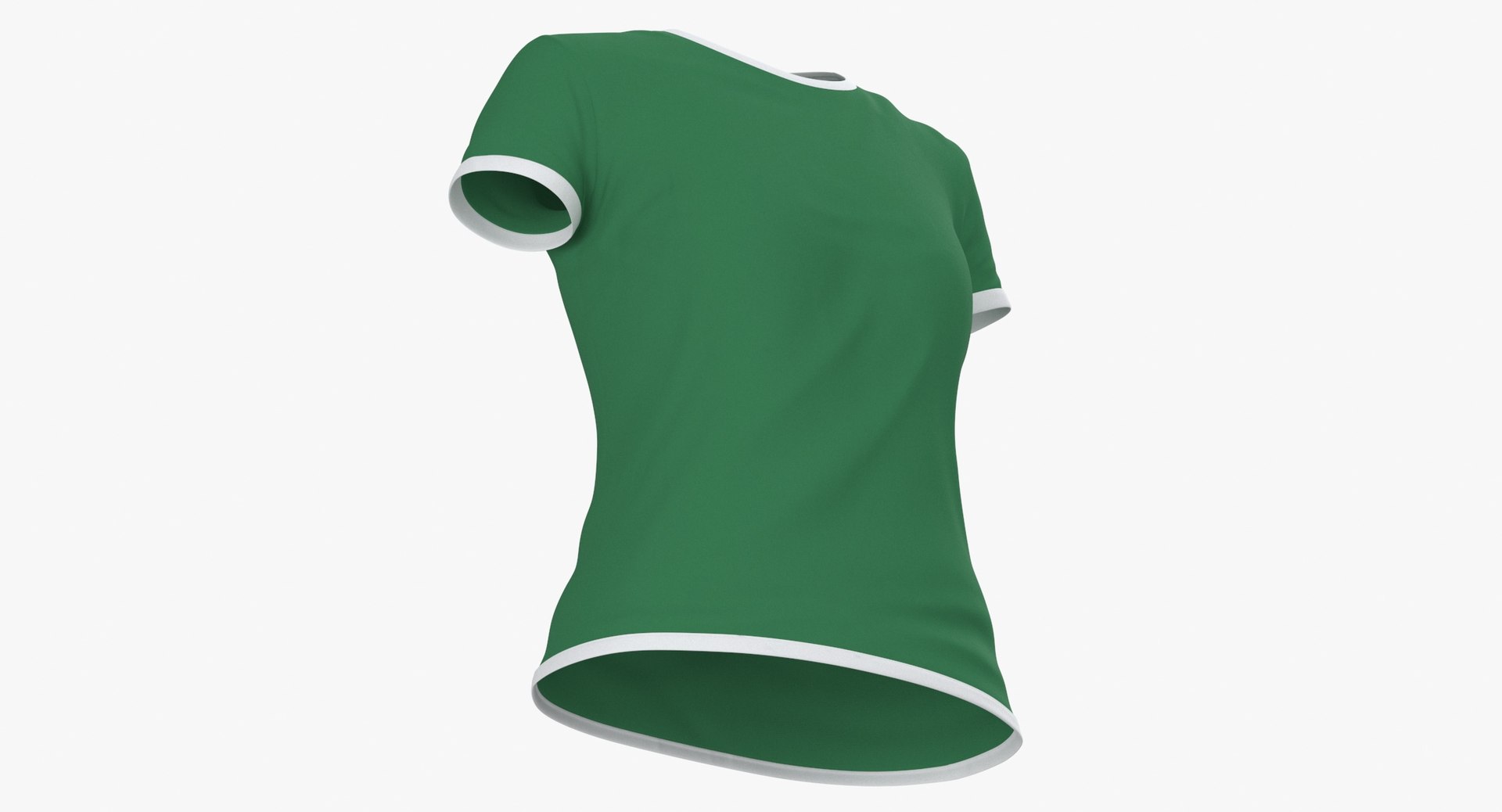 3D Female Crew Neck Worn White and Green 02 - TurboSquid 1731227
