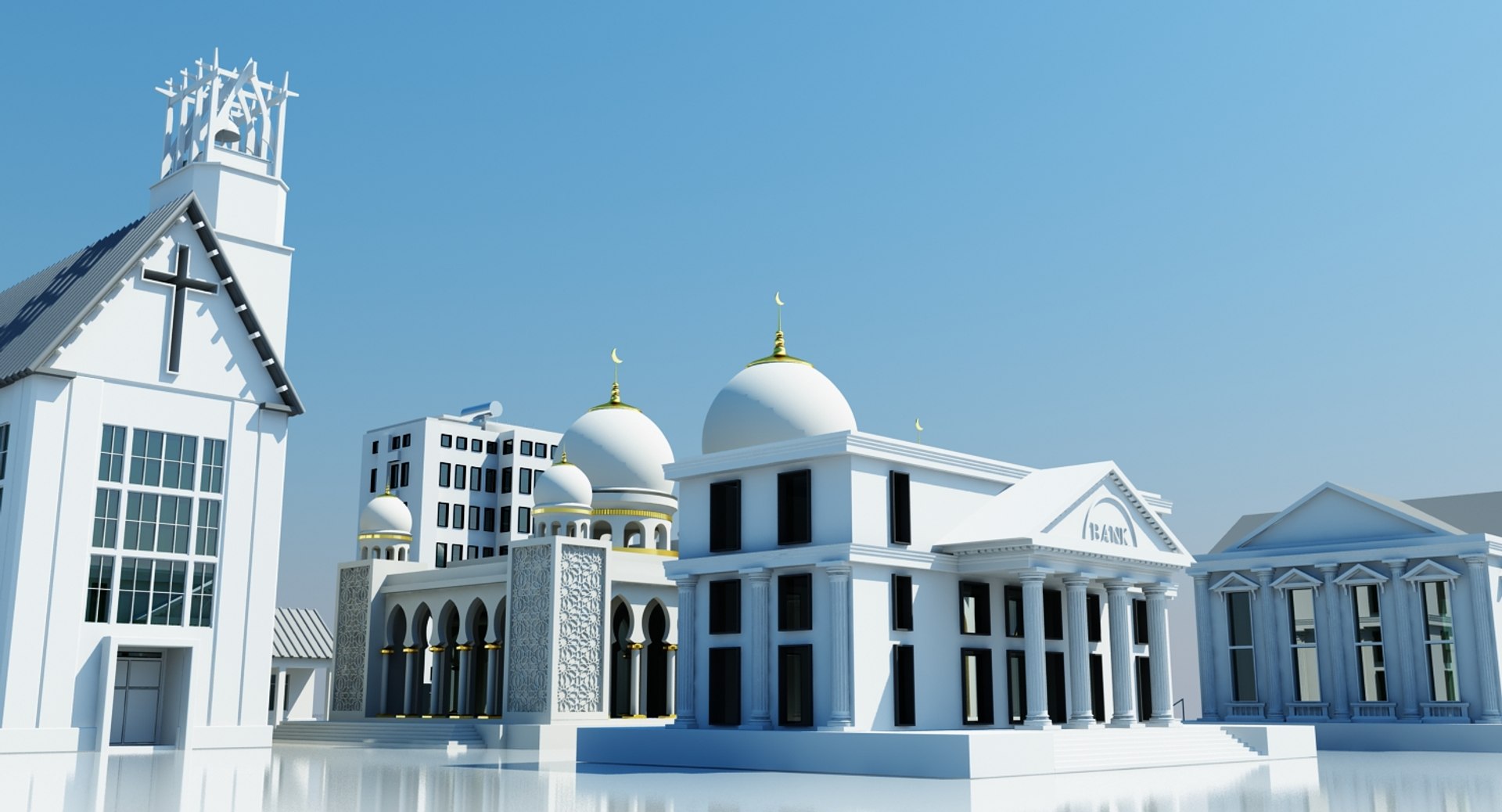 3d Model Public City Building Symbols