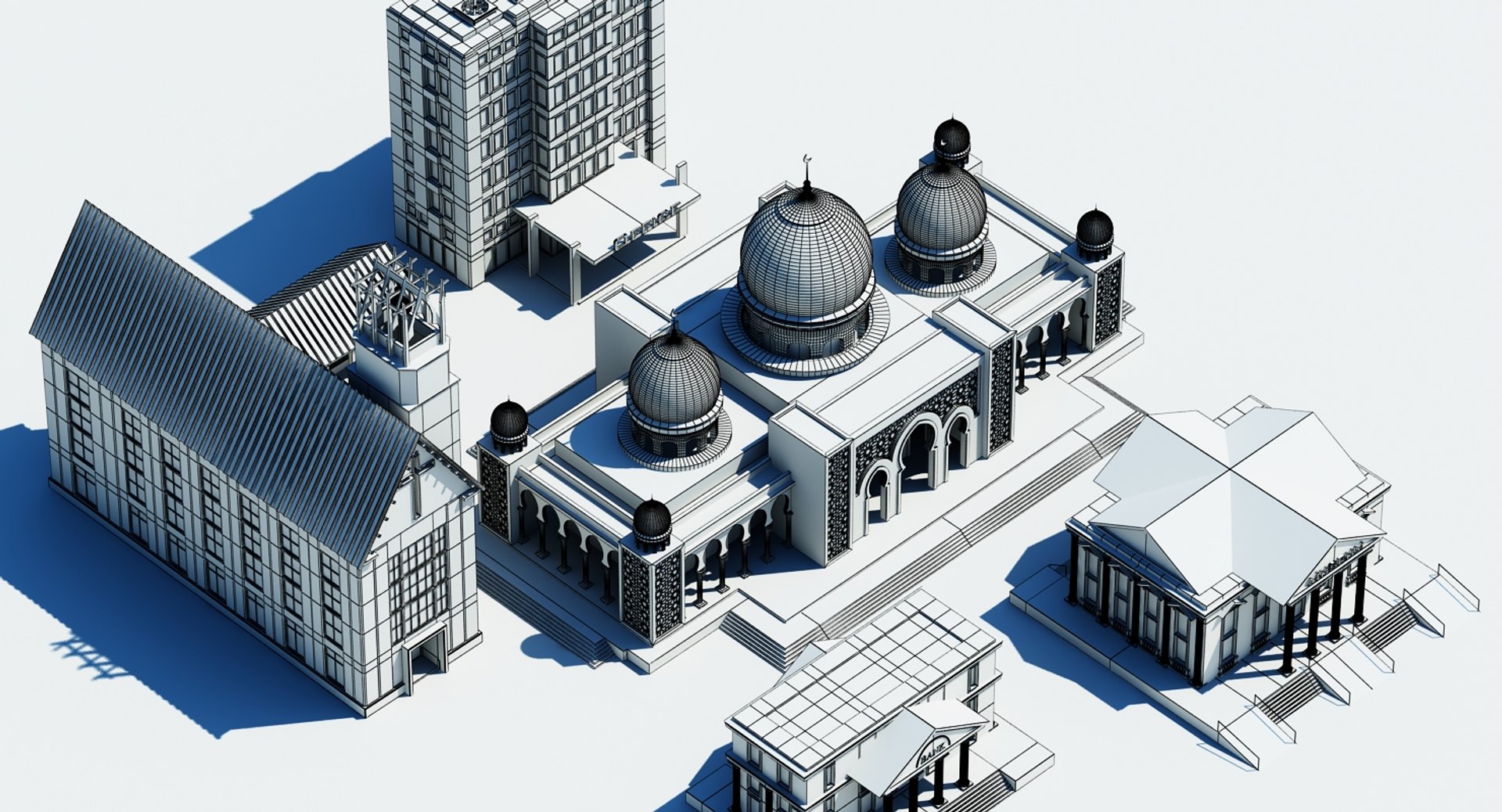 3d Model Public City Building Symbols