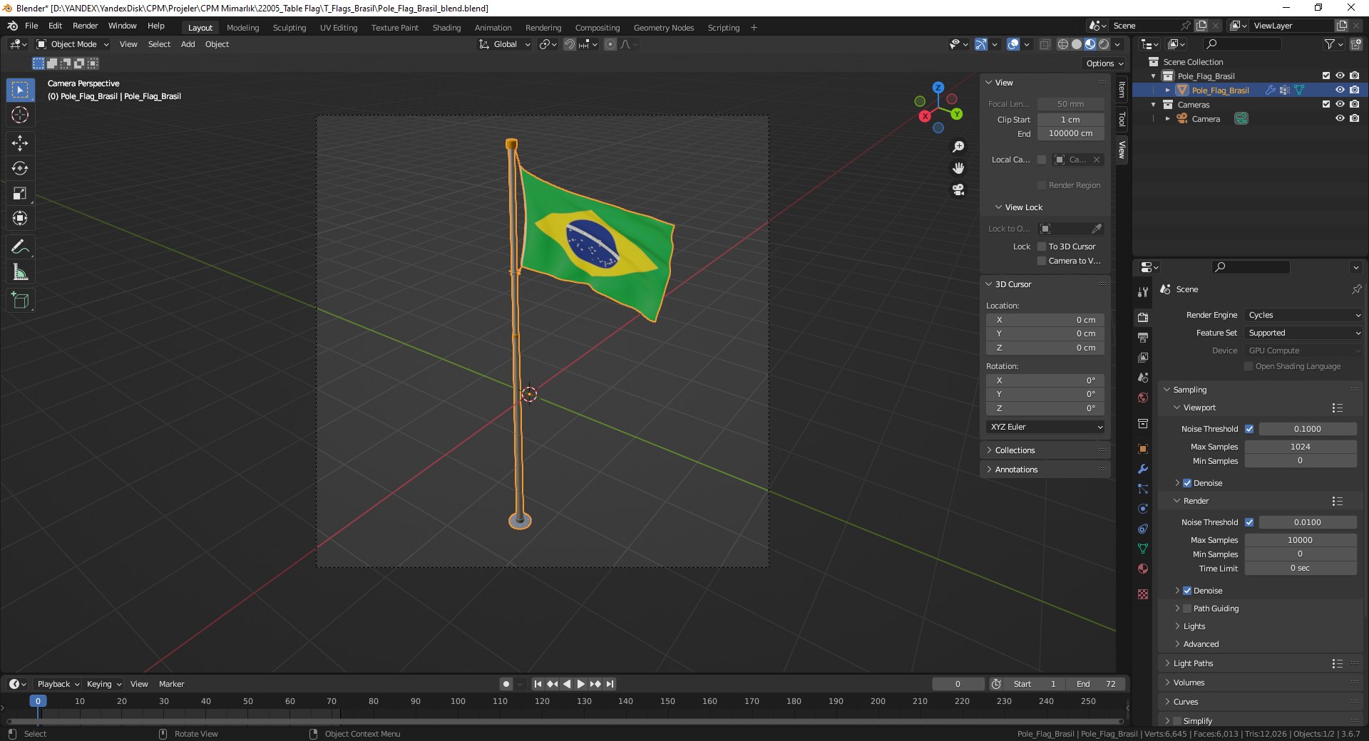 Pole Flag Brazil 3D Model - TurboSquid 2177203