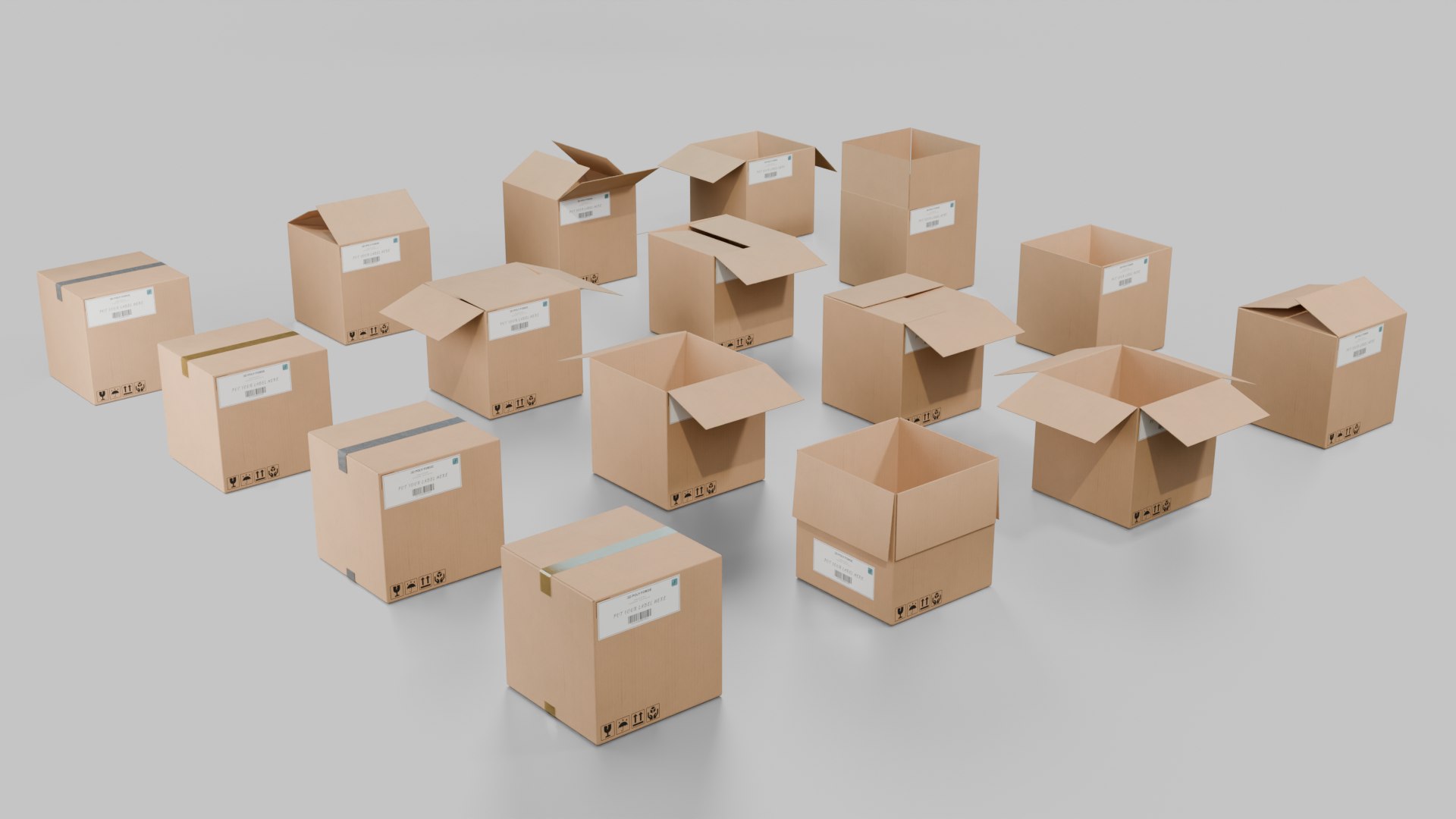 3D Model Cardboard Cube Box - Rigged And Fully Customizable ...