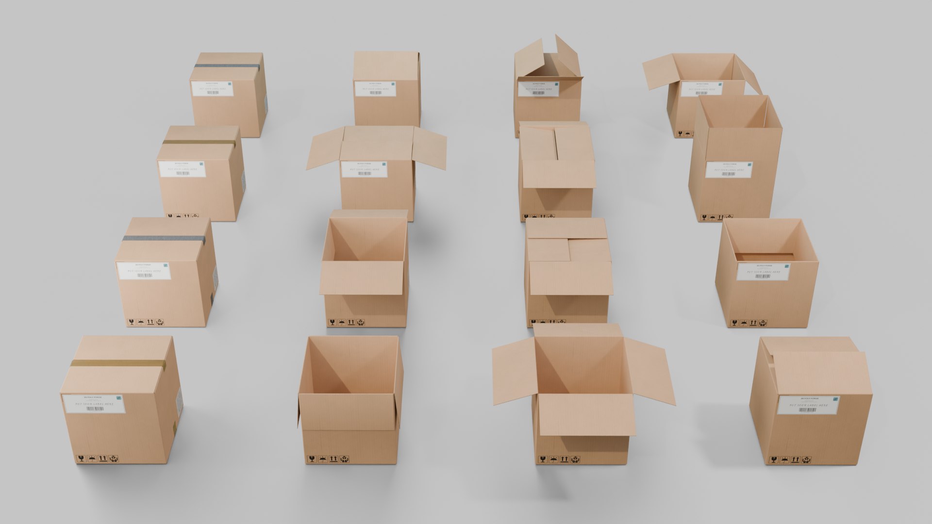 3D Model Cardboard Cube Box - Rigged And Fully Customizable ...