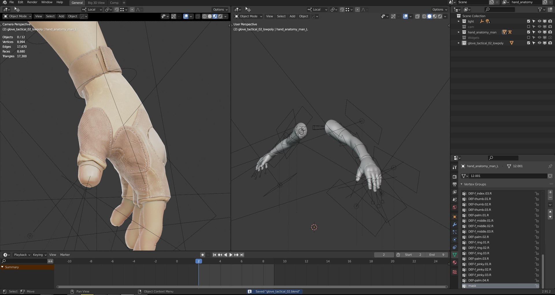 3D hand glove tactical 02 model - TurboSquid 1827774