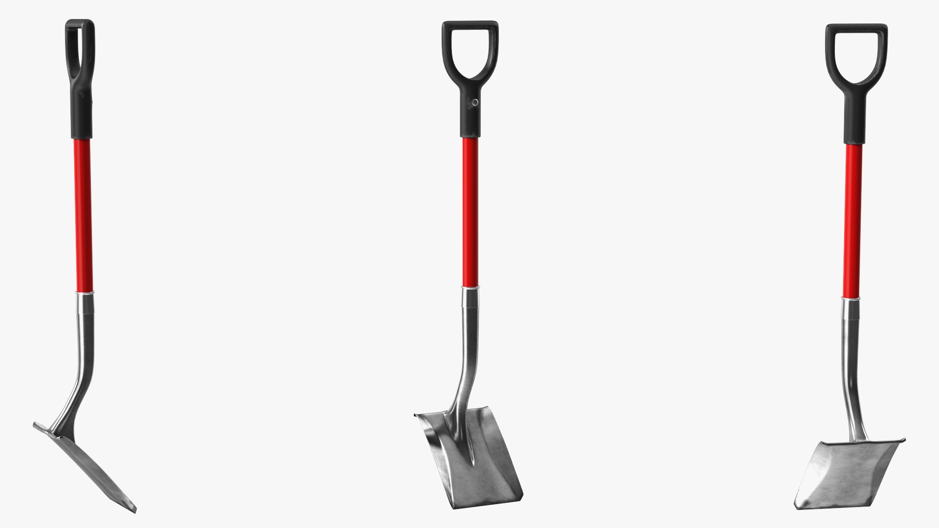 3D Square Point Shovel With Red Shaft Model - TurboSquid 2152151