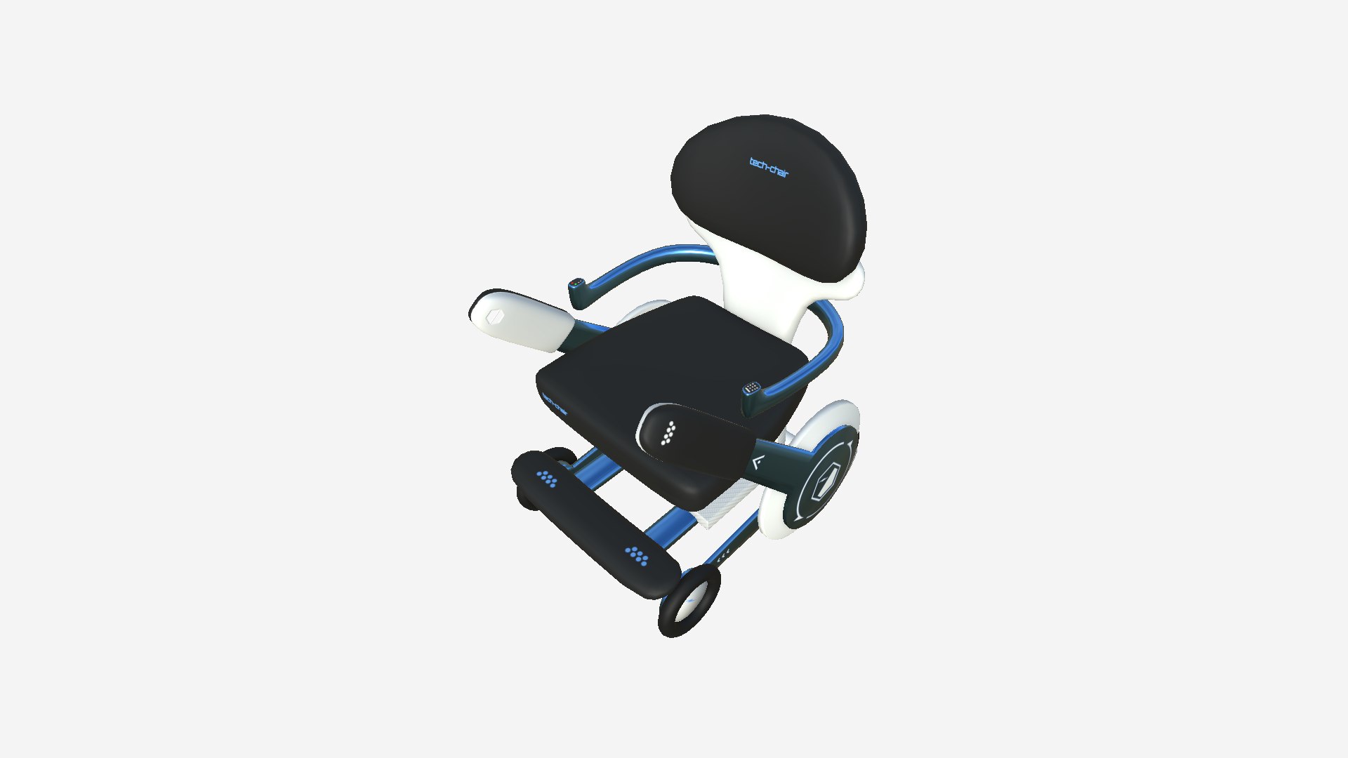 3D Tech Wheelchair B08 Black Blue - Disability Character Design model ...