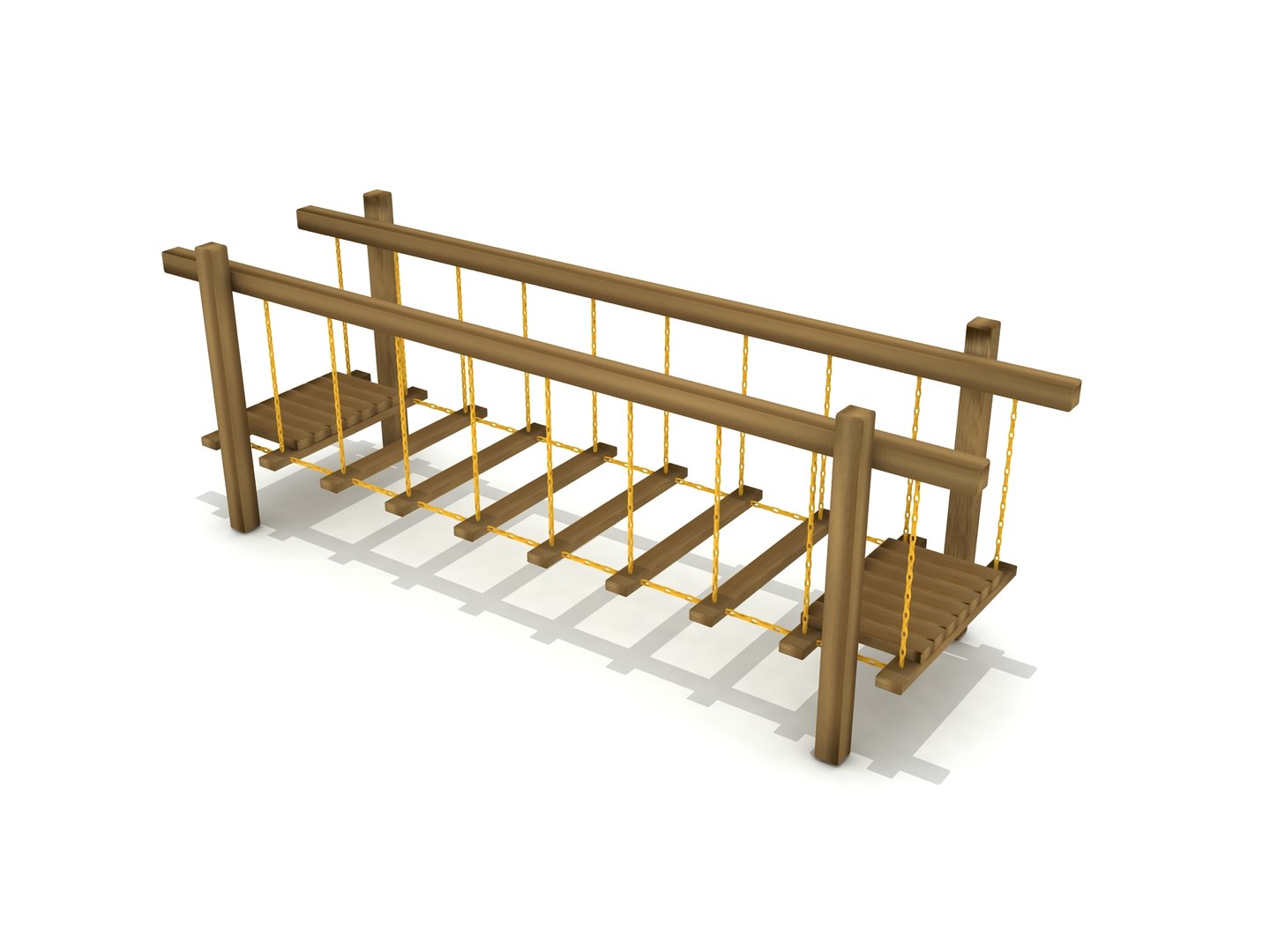 3D wood chain bridge model - TurboSquid 1586640