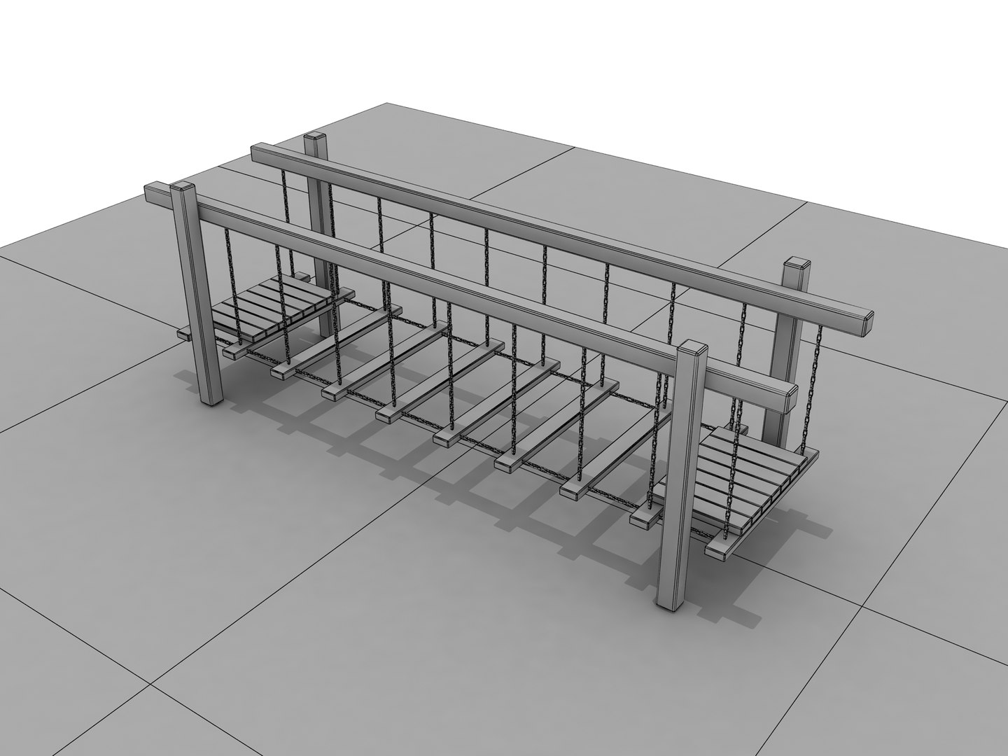 3D wood chain bridge model - TurboSquid 1586640