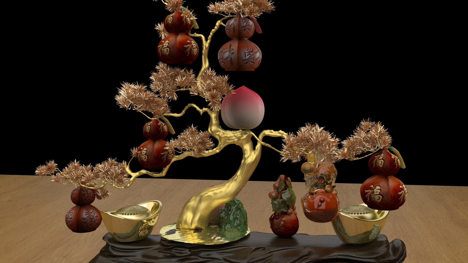 3D Chinese Gourd Tree - TurboSquid 2037366
